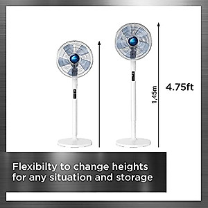 Rowenta Turbo Silence Standing Floor Fan with Remote 53 Inches Ultra Quiet Fan Oscillating, Portable, 5 Speeds, Indoor, Refresh Up to 23-Feet VU5870