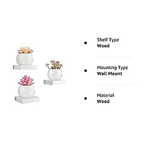 HAO Small Floating Shelf 6 inch Wall Mounted Mini Hanging Display Shelves for Living Room Bedroom Bathroom Set of 3 White
