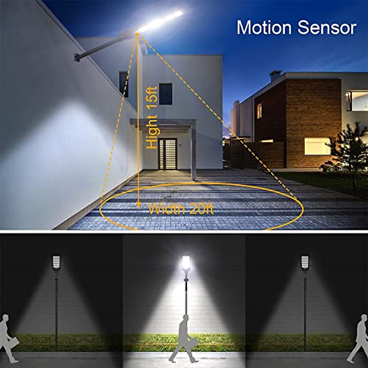 2pcs 350W Solar Street Light, 400LED Solar Flood Lights Outdoor Dusk to Dawn Motion Sensor, with Remote Control & Bracket, Security Solar Outdoor Lights IP66 Waterproof Lamp for Yard Garden Street