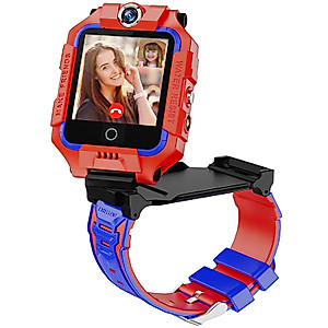 OKYUK 4G Kids Watch Phone T10, Funny 360° Rotation Screen Dual Camera Smart Watch for Boys Girls, IP67 Waterproof, 2-Way Calls, GPS, SOS, Video Calls, Remote Control, Pedometer Smartwatch (Red)