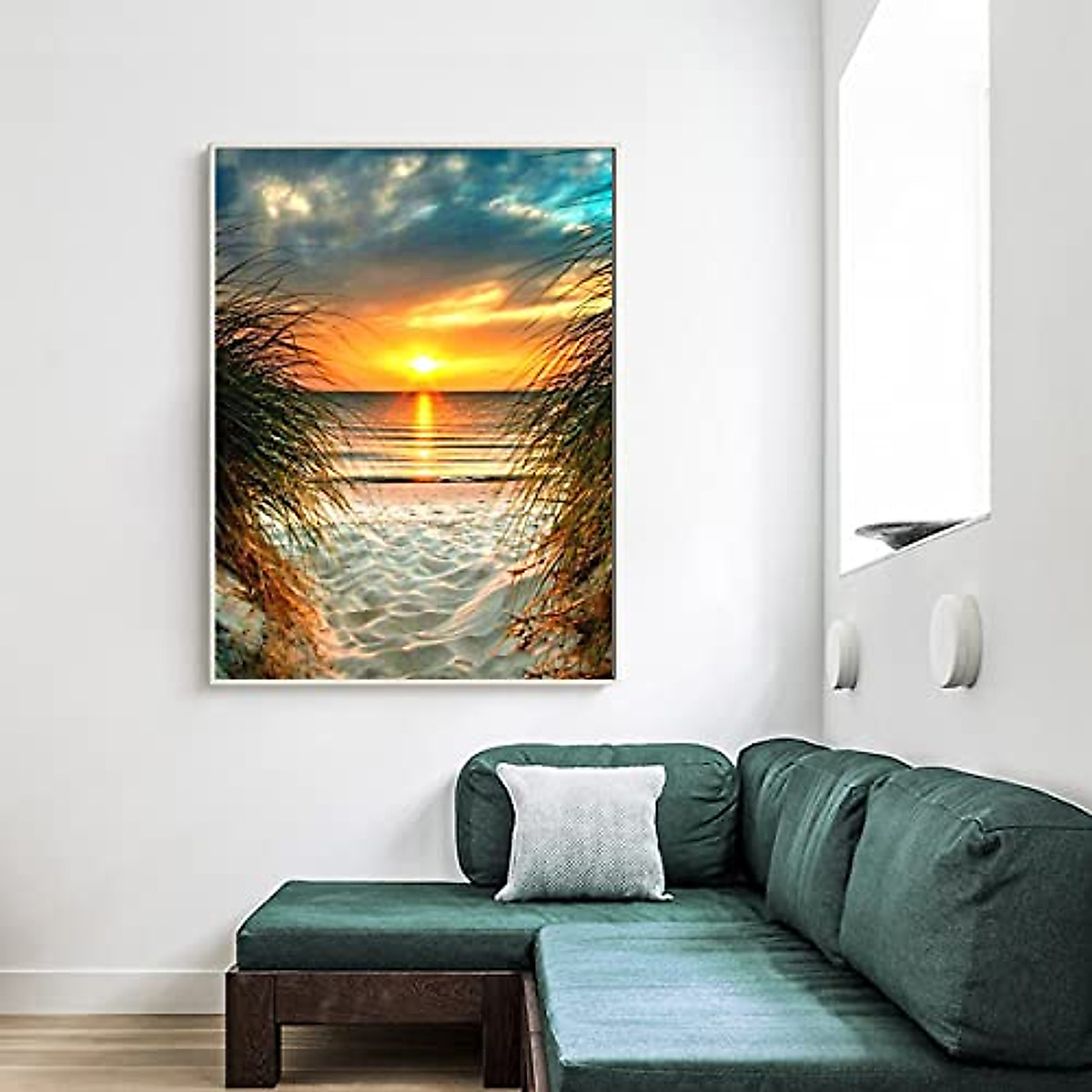 RUOPOTY Paint by Number for Adults Number Canvas Painting DIY Oil Painting Gift Kit Home Wall Living Room Bedroom Decoration (Orange Beach) 99921