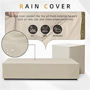 UPHA 56 Inch Outdoor Propane Fire Pit Table, 50,000 BTU Iron Rectangular Gas Fire Pits for Outside, Auto-Ignition Fire Table with Propane Tank Storage Side Table, Rain Cover, Lid, Lava Rock, Dark Grey