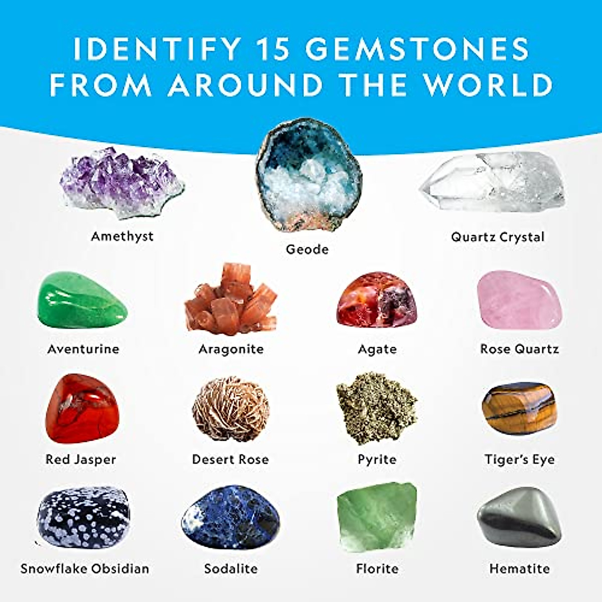 NATIONAL GEOGRAPHIC Mega Gemstone Dig Kit – Dig Up 15 Real Gemstones and Crystals, Science Kit for Kids, Gem Digging Kit, Gift for Girls and Boys, Mining Kit, Rock Collection (Amazon Exclusive)