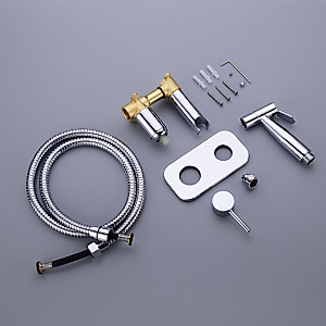 TRUSTMI Toilet Concealed Hot and Cold Bidet Spray Set, Brass Hand Held Warm Water Sprayer Shattaf,Chrome