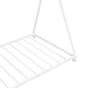 HZXINKEDZSW Twin Size Metal House Platform Bed with Triangle Structure, Single Metal Bed Frame for Kids Teens Girls Boys Bedroom, Can be Decorated, No Box Spring Required (White-T6)