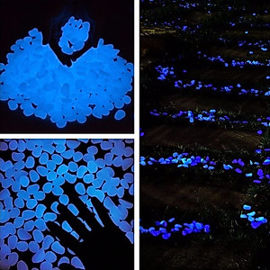 Oubest Glow in The Dark Pebbles/Glow Stones/Glowing Rocks Blue Decor for Garden/Fish Tank/Aquarium/Walkway/Driveway/Plant Pots/Bonsai (100, White)