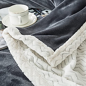 ONME Fleece Blanket, Sherpa Throw Blanket for Couch, Warm Blanket for Winter, Cozy Soft Plush 460GSM Weighted Twin Bed Blanket for Adults (Grey, 60”x 80”)