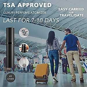 Refillable Perfume Bottle Atomizer for Travel,Portable Easy Refillable Perfume Spray Pump Empty Bottle for men and women with 5ml Mini Pocket Size (Black)