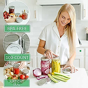 WIDE Mouth Canning Lids, 100 Count - Sturdy Metal Lids with Strong Silicone Seals That are Perfect for Meal Preservation & Food Storage - Fit for Wide Mouth Mason Jars - Canning Supplies by Dezenyaa