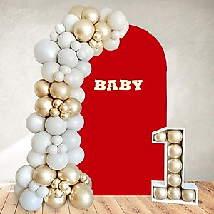 Red Arch Cover Spandex Circle Arched Cover 7.2FT for Round Top Arch Covers Backdrop Fabric for Event Banquet Wedding Balloon Arch Cover Unique Arch Backdrop for Bridal Baby Shower Party Decorations