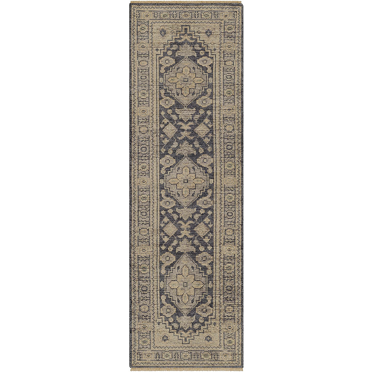 Hauteloom Huntspill Wool Living Room, Bedroom Area Rug - Traditional - Black, Charcoal, Peach - 8' x 10'