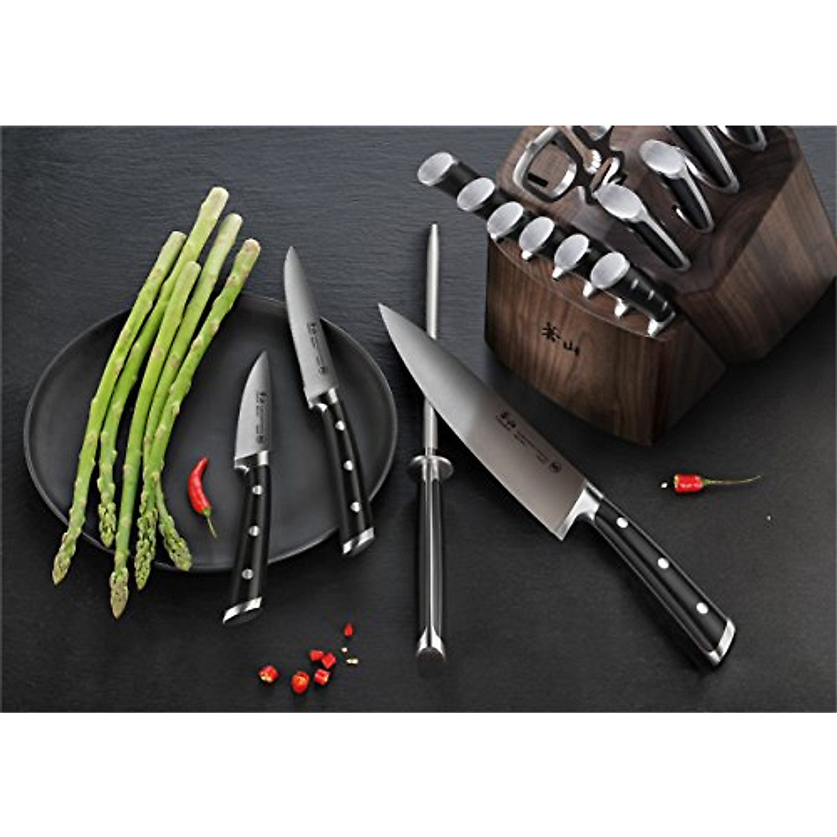 Cangshan TS Series 1020854 Swedish 14C28N Steel Forged 3-Piece Starter Knife Set with Wood Sheaths