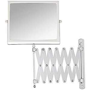 Jerdon 8.3-Inch x 6.5-Inch Two-Sided Swivel Wall Mount Mirror - Vanity Mirror with 5X Magnification & 30 inch Wall Extension - White Base with Chrome Finish Handle - Model J2020C