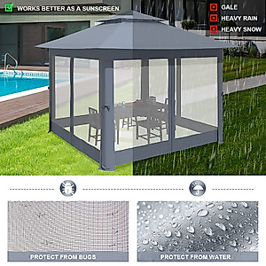 Gazebo, CBBPET 13'x 13' Pop Up Gazebo with Mosquito Netting, Outdoor Gazebo Canopy with Double Roof Tops and 169 Square Feet of Shade for Patio, Group Gatherings, Camping Shelter (Gray)