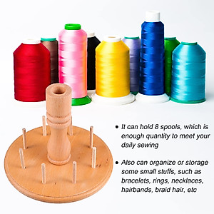 SEWACC Wooden Spool Holder Sewing and Embroidery Thread Rack and Organizer Thread Rack for Sewing Quilting Embroidery Hair- braiding 16cm