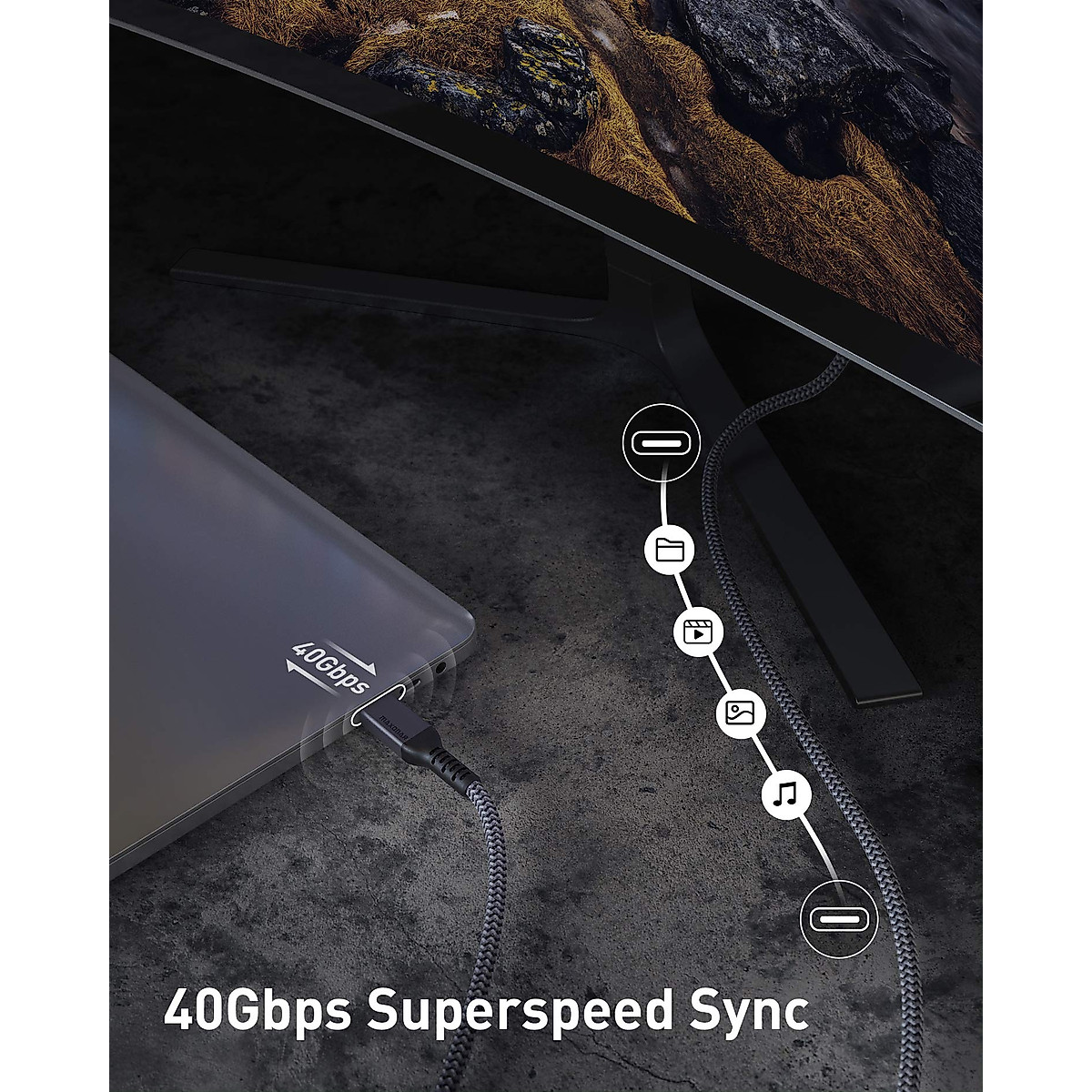 Maxonar [6.6Ft] Thunderbolt 4 Cable with 40Gbps Data Sync/100W Charging and 8K/5K@60Hz for Thunderbolt 4/3, USB4, and USB C Devices