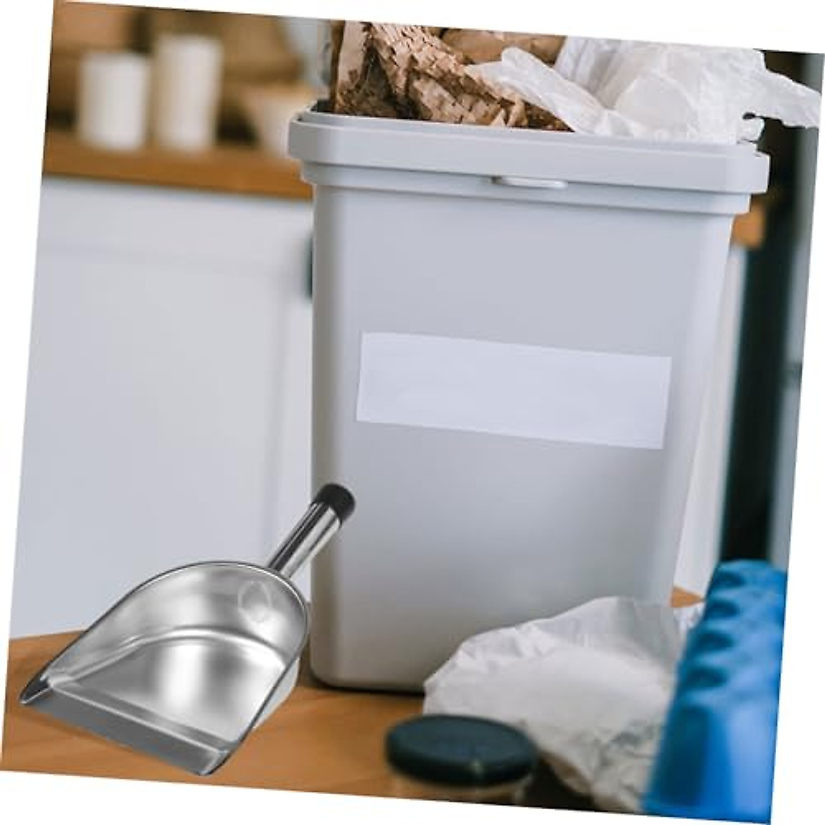 minkissy Stainless Steel Dustpan Floor Scrubber Machine Small Handheld Industrial Dust Pans Desktop Cleaning Shovel Compact Litter Cleaning Scoop Mop Broom and Dustpan Pet Silver Plastic Pp