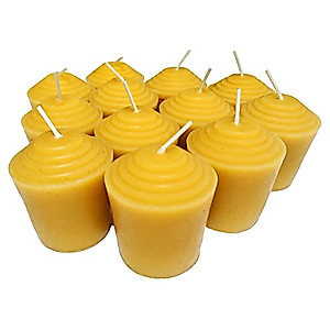Beeswax Votive Candles - 4 Pack, 15 Hours Each, Over 60 Hours Burn Time - 100% Pure USA Bees Wax - Unscented - All Natural Light Honey Scent