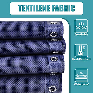 Queekay Chair Replacement Fabric with 4 Bungee Cord Lounge Chair Cloth Mesh Chair Repair Kit for Patio Recliner Chair Outdoor Lawn Pool(Blue, 63 x 21 Inch)