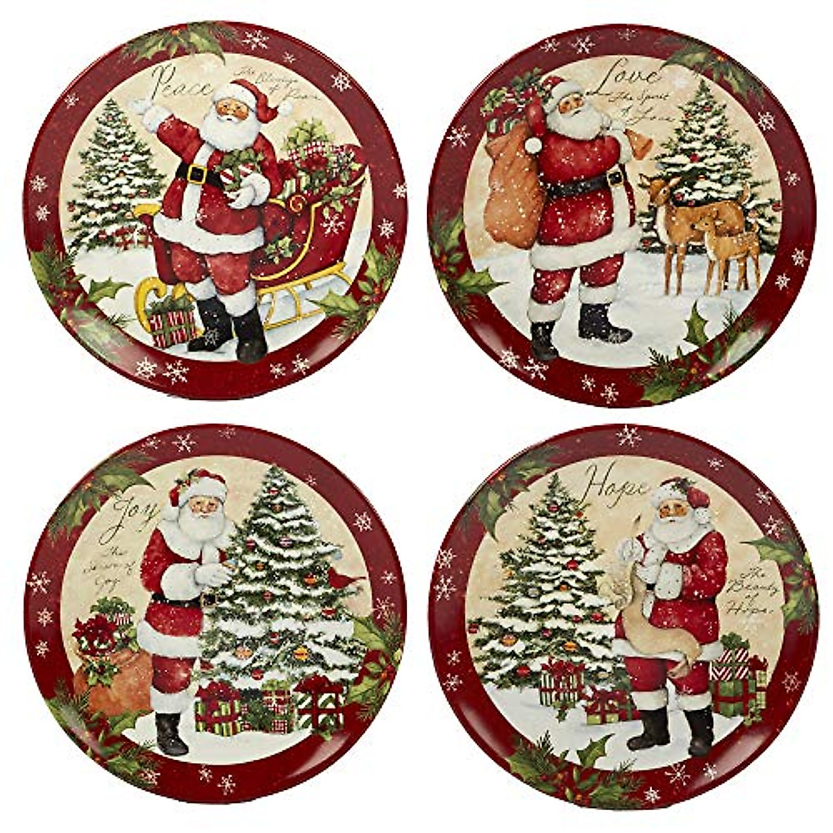 Certified International 89127 Holiday Wishes 16 piece Dinnerware Set, Set of 4, One Size, Mulicolored