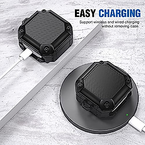 Valkit Compatible Samsung Galaxy Buds 2 Pro Case/Galaxy Buds Pro/2/Live Case Cover, Cool Military Full Body Shockproof Case with Keychain for Men Women Samsung Earbuds Protective Skin, Black