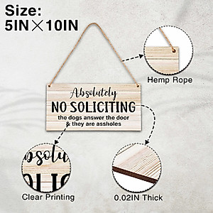 No Soliciting Sign For Front Door, Do Not Knock or Ring Doorbell Wooden Sign, Baby Room Nursery House Bedroom Rustic Hanging Sign, House Warming Gift, Set of 1 Wooden Sign with Rope -A09