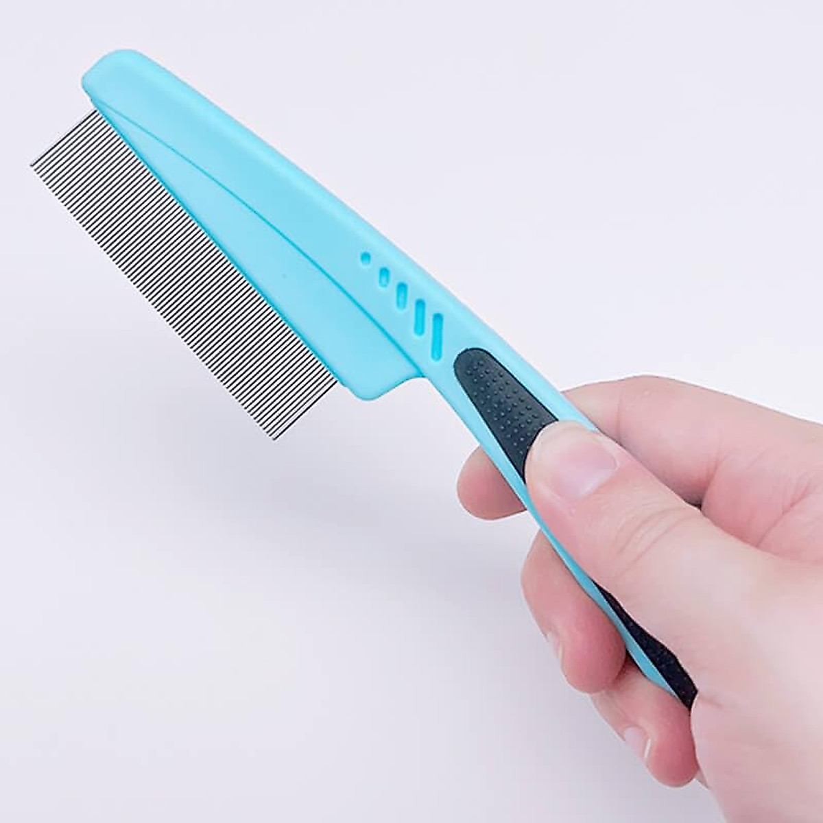 LLTGMV Flea Comb with Rubber Handle, Flea and Tick Comb for Dogs & Cats, Dog Comb for Grooming