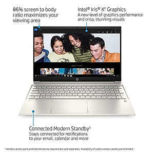 HP Pavilion Touchscreen i7 Laptop, 15.6" FHD Touch, 32GB RAM, 2TB PCIe SSD, Backlit Keyboard, Wi-Fi 6, Bluetooth, Thunderbolt 4, Windows 11 Home, Lunar Gold