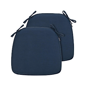 Magpie Fabrics Outdoor/Indoor 17"x16"x2" Chair Cushions with Ties Set of 2, Waterproof All Weather U-Shape Seat Pads Decoration for Patio Garden Furniture Home Office (Navy)