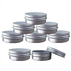 24 Pack (1 Oz/30ml) Screw Top Round Aluminum Tin Cans, Metal Tin Storage Jar Containers with Screw Cap for Lip Balm, Cosmetic, Candles, Salve, Make Up, Eye Shadow, Powder, Tea