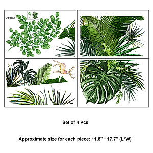 DALJIAFA Big Green Leaf Wall Stickers Tropical Plant Leaves Window Decals Murals Wall Art Decorative Sticker for Kids Home Living Room Bedroom Nursery Playroom Jungle Party Decor Decorations Supplies