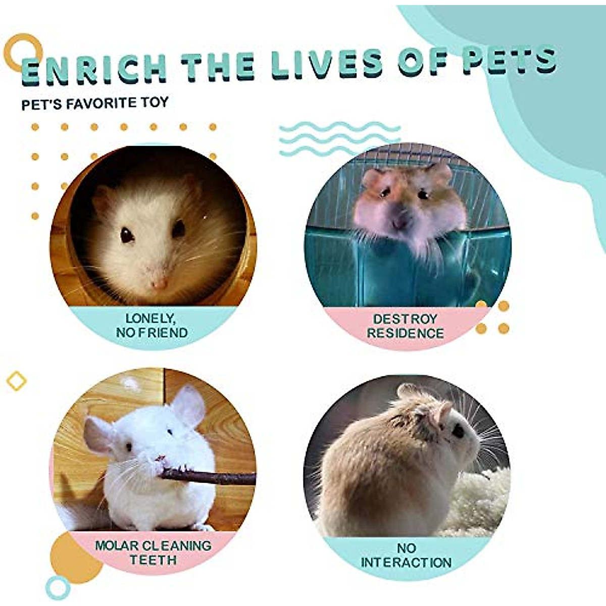 Elipark 12 Pack Wooden Hamster Toys Set,Guinea Pig Toys Natural Apple Wood Rabbit Rat Bunny Chinchillas Dwarf Hamsters Chew Toys Treats,Exercise Accessories for Small Animal Pet Chewing and Teeth Care