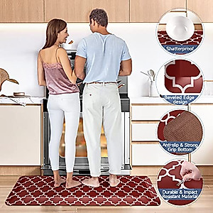4/5 Inch Thick Kitchen Rugs, Kitchen Mat, Anti Fatigue Floor Mat, Waterproof Mats & Rugs, Heavy Duty PVC Ergonomic Comfort Standing Foam for Kitchen, Home, Office, Sink, Garage, 17.3"x28", Red