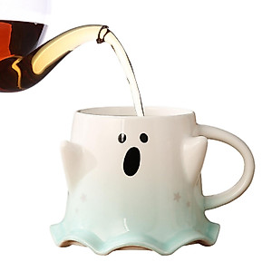 2024 NEW Spooky Ghost Mug, Halloween Coffee Mug, Cute Ghost-Coffee Mug, Ceramic Ghost Shaped Coffee Cup With Handle And Spoon, Fall Home Decor