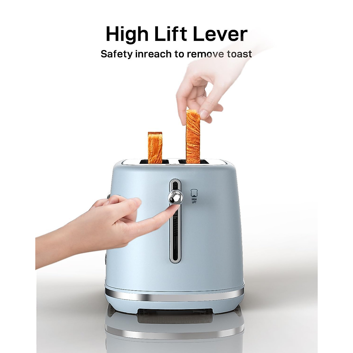 2 Slice Toaster, Wide Slots, Lift + Look, Auto-Off, & Frozen Modes for Toast, Bagels, Waffles & Fruity Breads, Retro Collection, Easy-Clean Crumb Tray, Blue