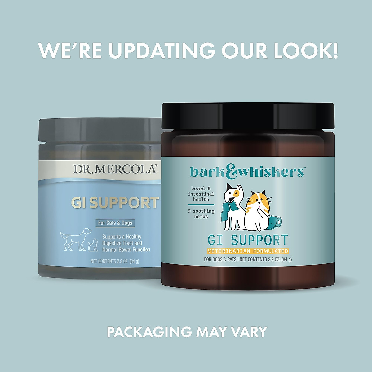 Bark & Whiskers GI Support for Dogs & Cats, 2.90 oz. (84 g), 60 Scoops, Supports Bowel and Intestinal Health, Veterinarian Formulated, Non-GMO, Dr. Mercola