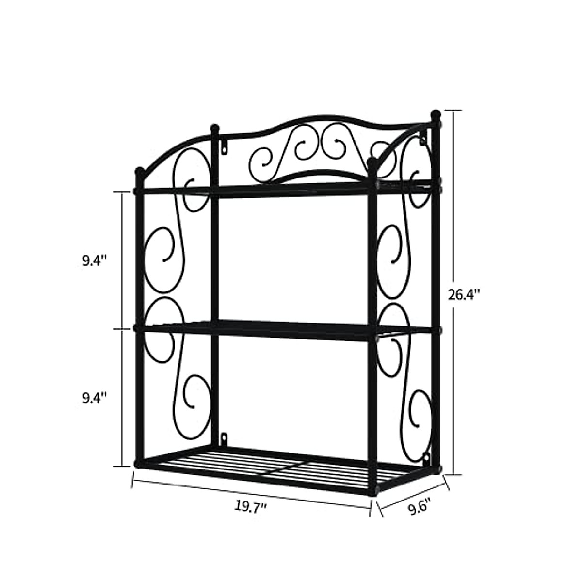 YADOOLIFE Metal Wire Wall Shelf Unit, 3-Tier Wall Mounted Floating Shelves with Liners, Hanging/Standing Storage Shelving Rack for Pantry Bathroom Office Home Organization (Black)