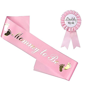 Shimmer Anna Shine Baby Shower Sash and Badge for Baby Shower Decorations and Gender Reveal Party (Pink)