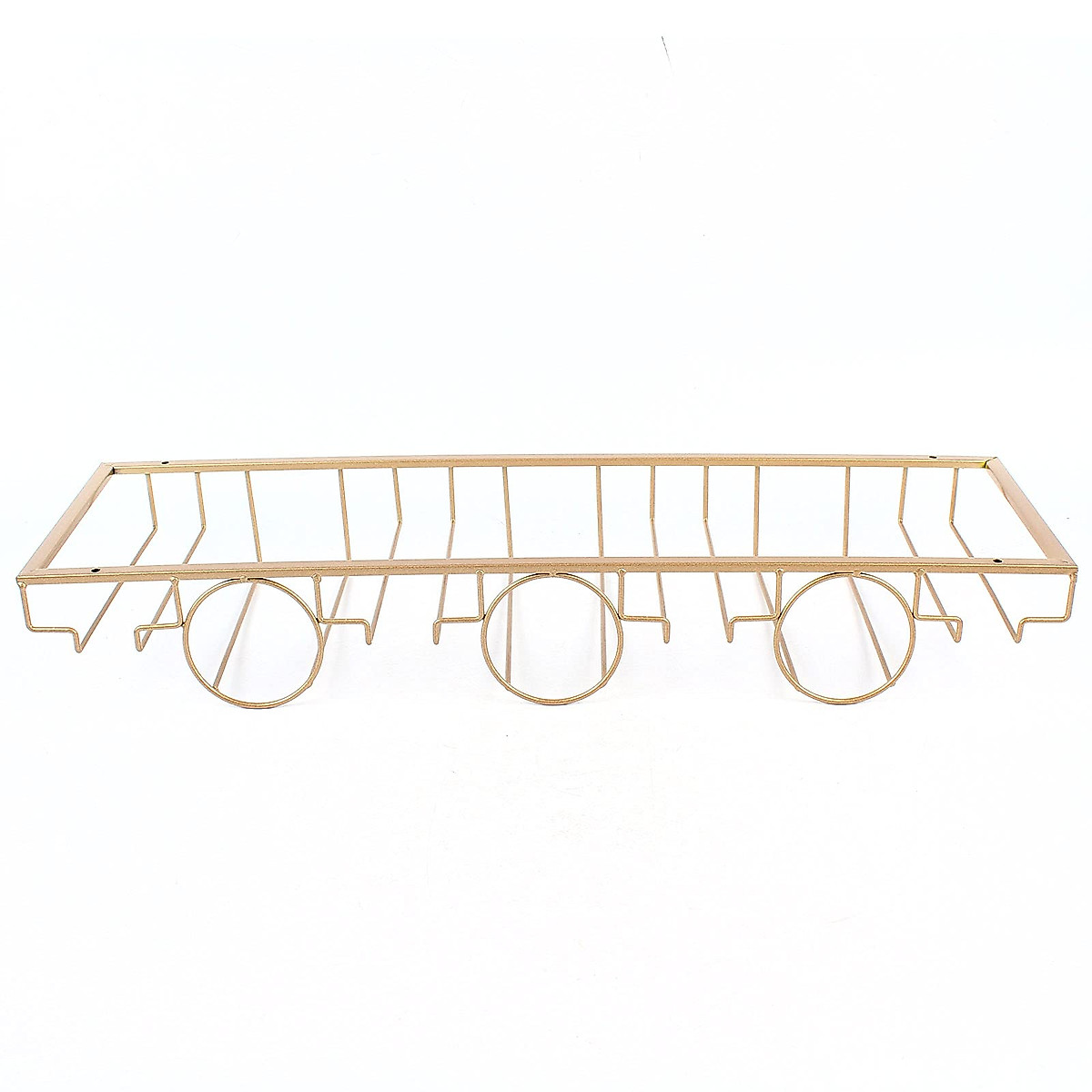 Under Cabinet Wine Rack, Wine Bottle Holder Under Shelf and Hanging Wine Glass Holder Set, Under Cabinet Stemware Holder for Kitchen Cabinet, Wine Cabinet, Bar Cart(Gold)