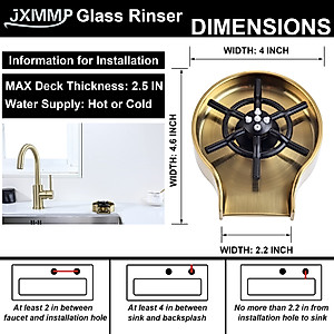 JXMMP Oil Rubbed Bronze Glass Rinser for Sink, Kitchen Faucet ORB Glass Rinser, Bottle Washer for Sink, Kitchen Sink Accessories, Cup Rinser for Kitchen Sink, Bar Glass Rinser