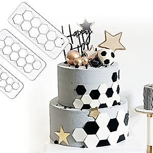9 Pcs Cookie Cutter Plastic Cake Fondant Cutter Hexagons Cake Decorating and Squares Cake Molds for Baking