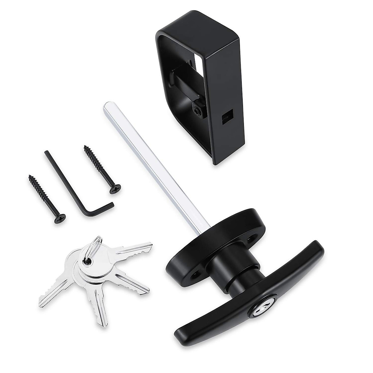 QANVEE Shed Door Latch T-Handle Lock Kit with 4 Keys,Storage Barn Shed Door Hardware Lock Set 4½" and 5½" Stem