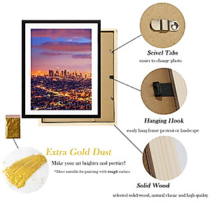 LIPHISFUN Diamond Painting Frame 30x40cm Diamond Art Frames Display Picture 12x16 Without Mat or 10x14 with Mat 2 Pack,Natural Solid Wooden,Protection Glass,Back Mat,Hanging Kit for Wall Decor-Black