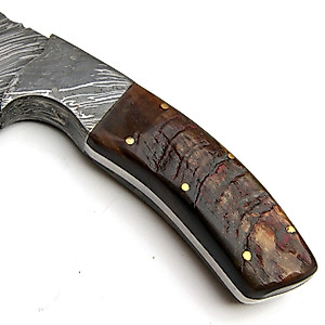 PAL 2000 KNIVES HK-9295 Handmade Damascus Steel 13 Inches Hunting Knife Ram Horn Handle with Sheath