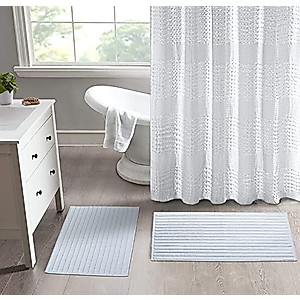 THE BEER VALLEY Cotton Towel Bath Mat Set of 2 21x34 Inches White - Highly Absorbent Anti Slip Floor Towel Mat - Machine Washable Hotel & Spa Quality Mats