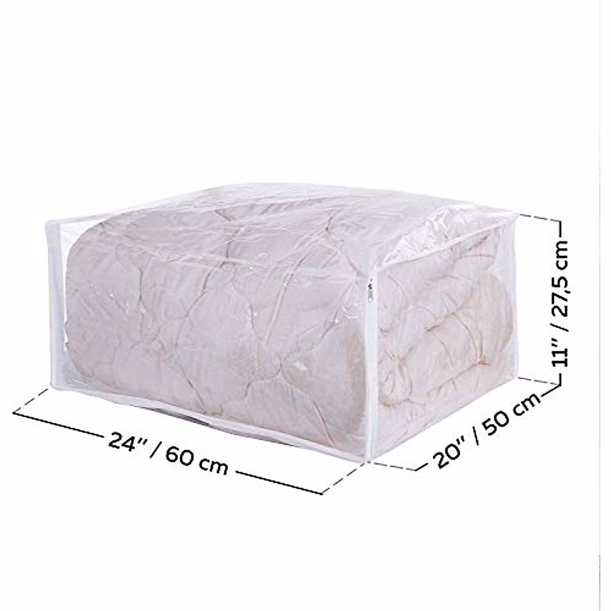 DiClavus Set of 2 Zippered Vinyl Storage Bag, 24x20x11 Inch, Clothes Bag Organizer, Space Saver PVC Comforter Clear Storage Bags for Blanket