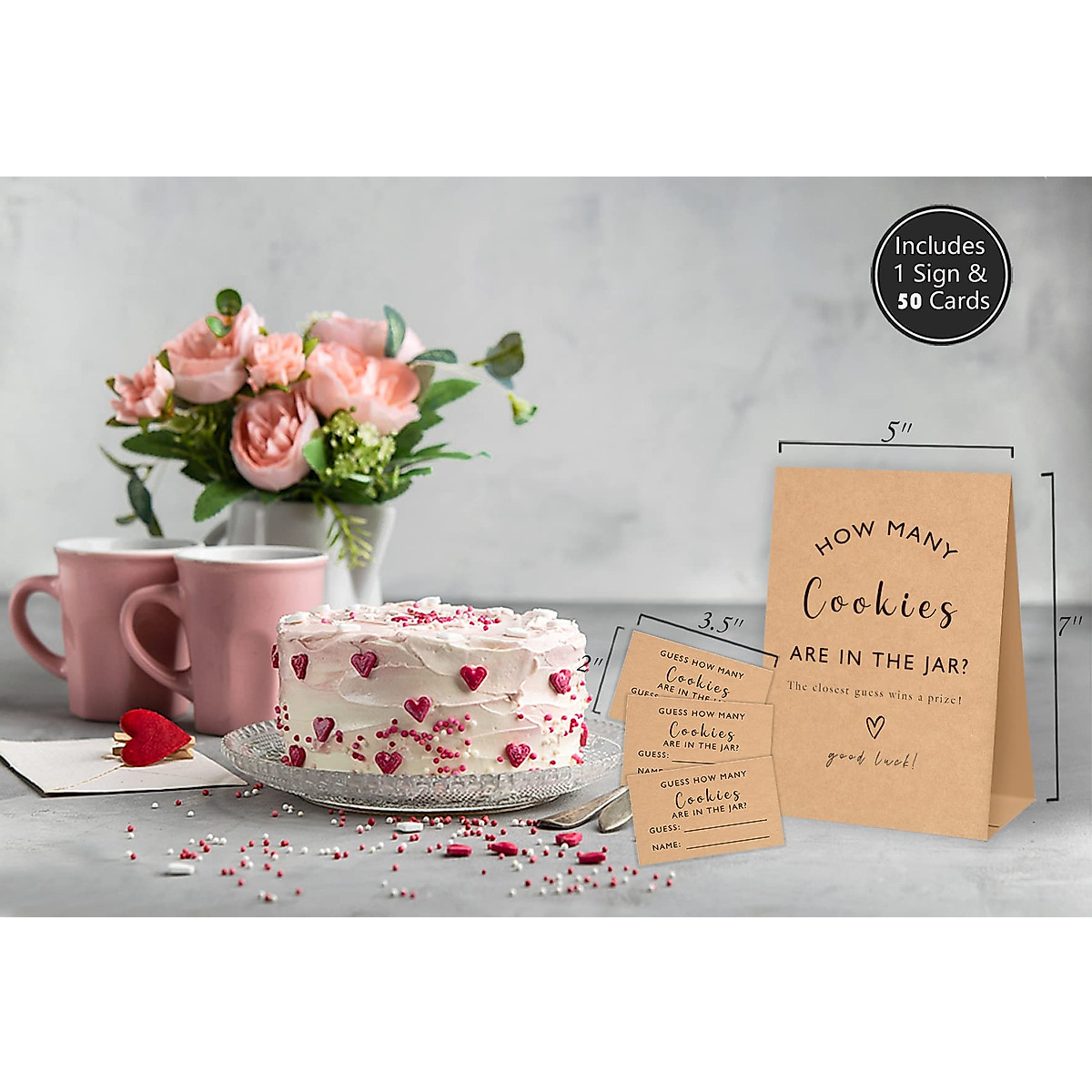 Guess How Many Cookies Baby Shower Game,baby shower themes,Neutral Baby Shower Decoration,Birthday Party Game,Bridal Shower Game,Wedding Shower Game,1 Kraft Sign & 50 Kraft Guessing Cards Set-A25