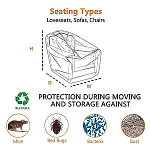 STARTWO Furniture Cover Plastic Bag Plastic Couch Cover Heavy Duty Water Resistant Thick Clear | Sofa Slipover for Moving and Long Term Storage 42”(Width) x 34”(Depth) x 42"(Height)