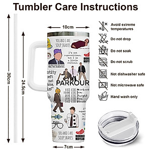 GEPOSTORE Office Tumbler 40oz Stainless Steel Tumbler with Handle, Funny Coffee Travel Cup, Birthday Gifts for Movie Lover