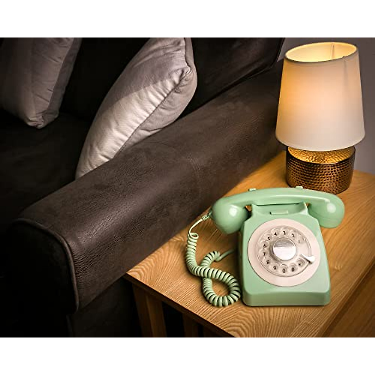 GPO 746 Rotary 1970s-style Retro Landline Phone - Curly Cord, Authentic Bell Ring